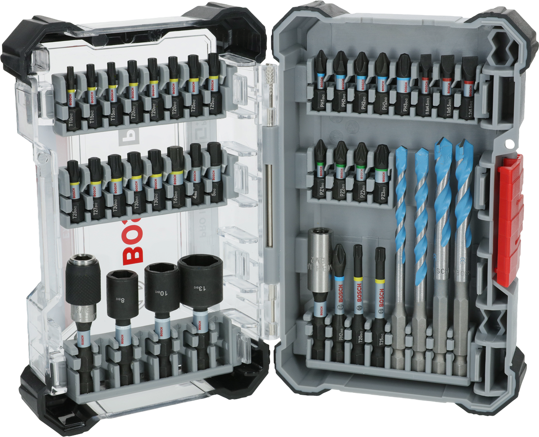 Bosch PRO Impact Schrauberbits und Multi Construction Bohrer Set in Kassette 40 tlg.