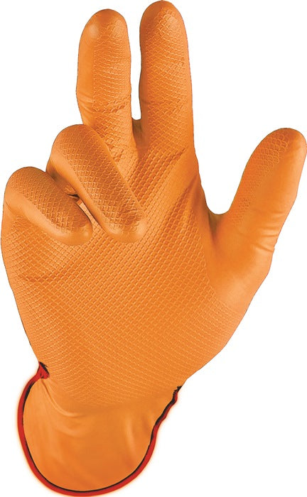 STRONGHAND Einweghandschuhe orange puderfrei latexfrei Grip Nitril 50 Stk